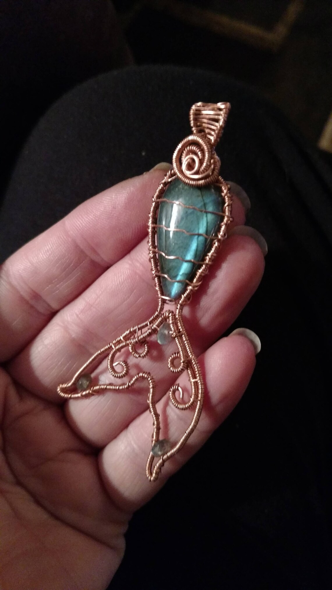 Copper Wire Wrapped Mermaid Tail Pendant With Labradorite Wire Wrapped ...