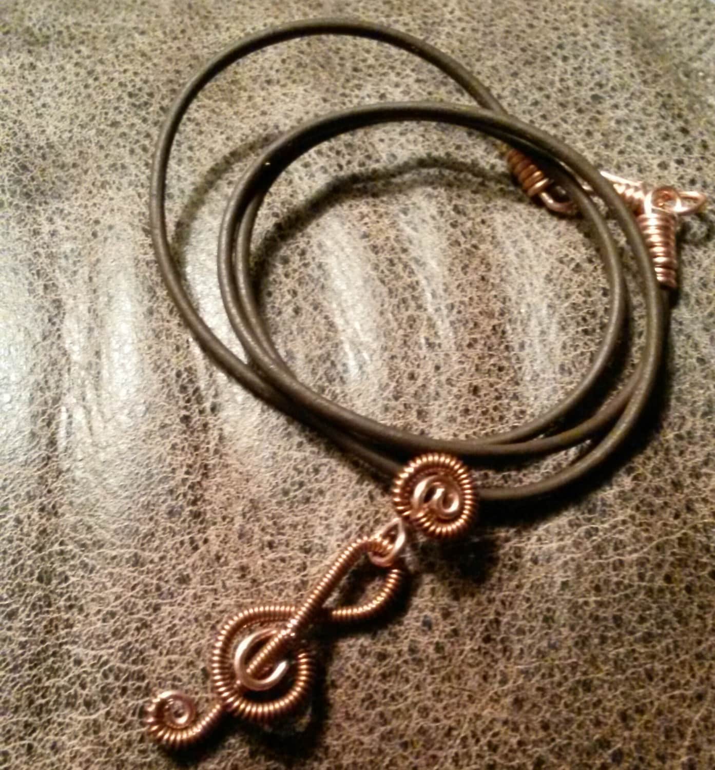 Made to Order Copper Treble Clef Pendant Necklace Wire Wrapped Jewelry ...