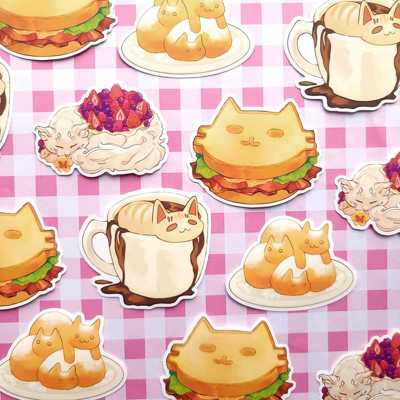 Beignets De Chat / Cute Cat Donut Sticker / Waterproof Vinyl Sticker ...