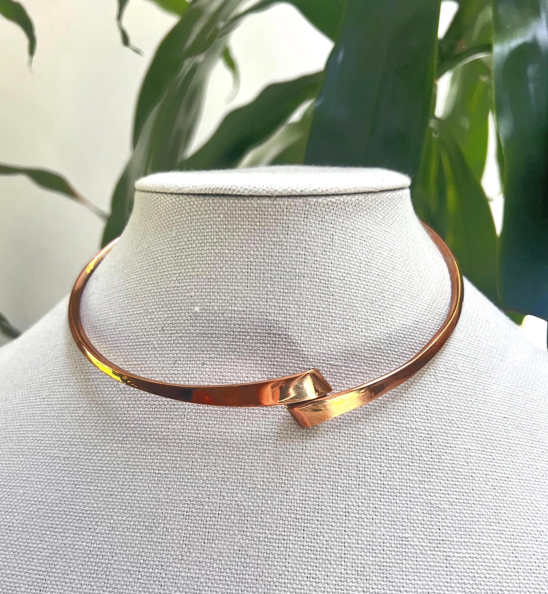 Vintage Copper Choker Necklace – Hand Forged Collar – Minimalist ...