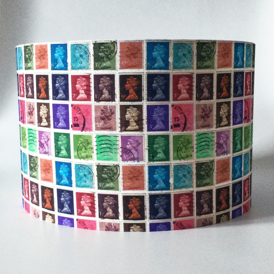 Queen Elizabeth II Postage Stamp Fabric, Ceiling Light Shade or Table ...