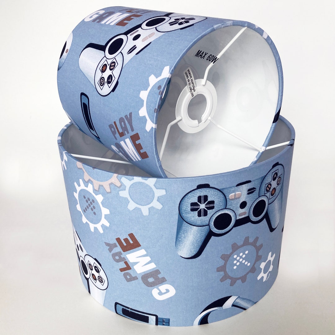 Pale Blue Gaming, Gamer Kids Ceiling Light Shade or Table Lampshade in ...
