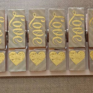 Small Chunky Mint and Gold Clothespins Set of 6 Baby Shower/birthday ...