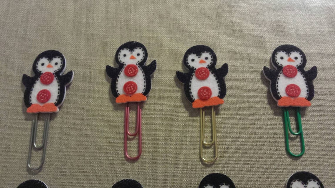 1 Winter Penguin Paper Clip Planner Clips/planner | Etsy