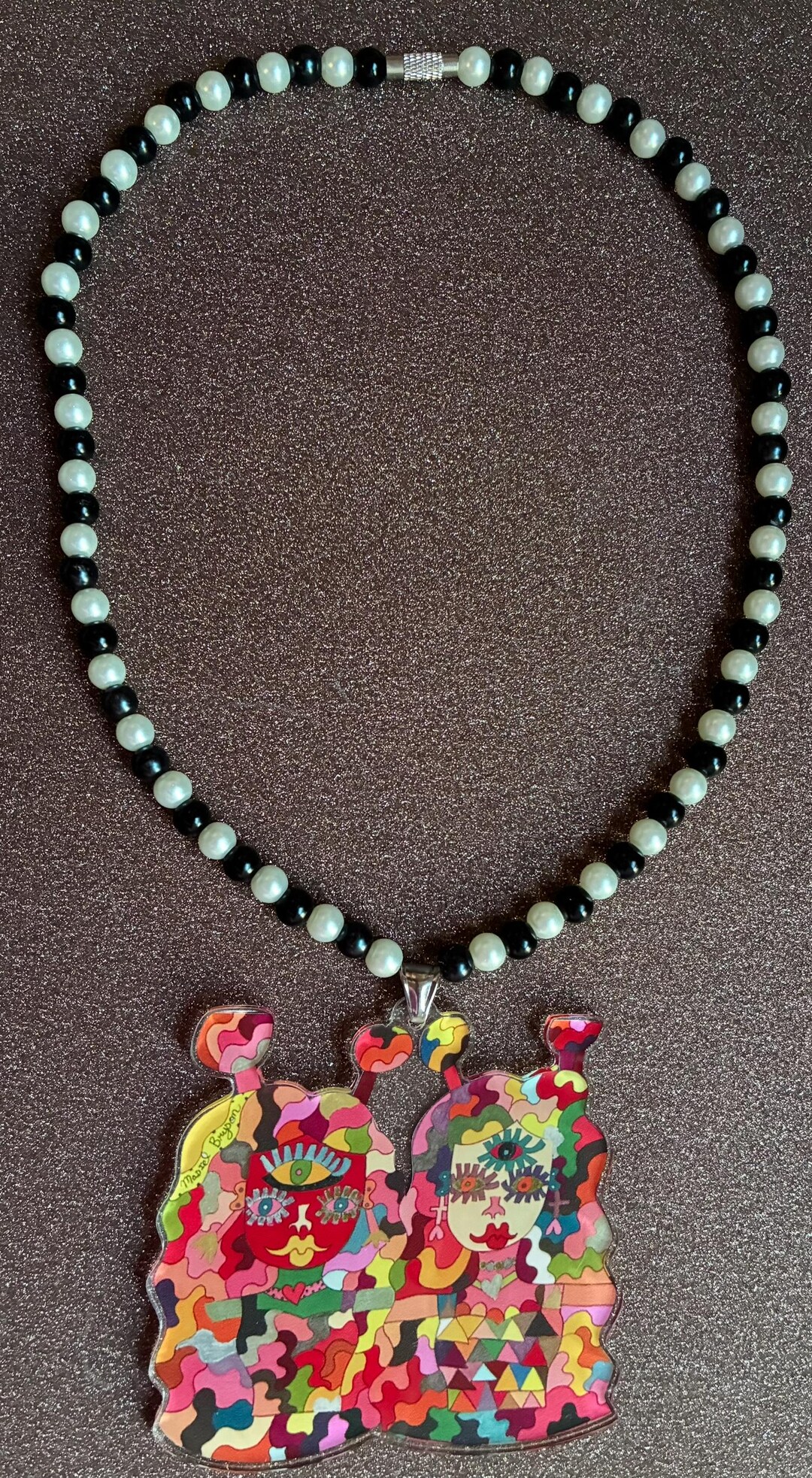 Randomnez Studio Alien Babez White and Black Necklace - Etsy