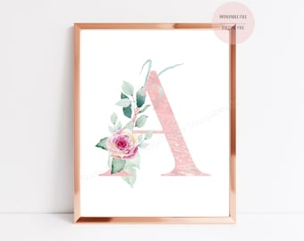 Pink Inital Print - Etsy