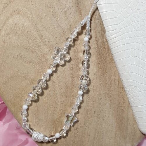 Clear Phone Strap Crystal Clear White Phone Charm Beaded - Etsy