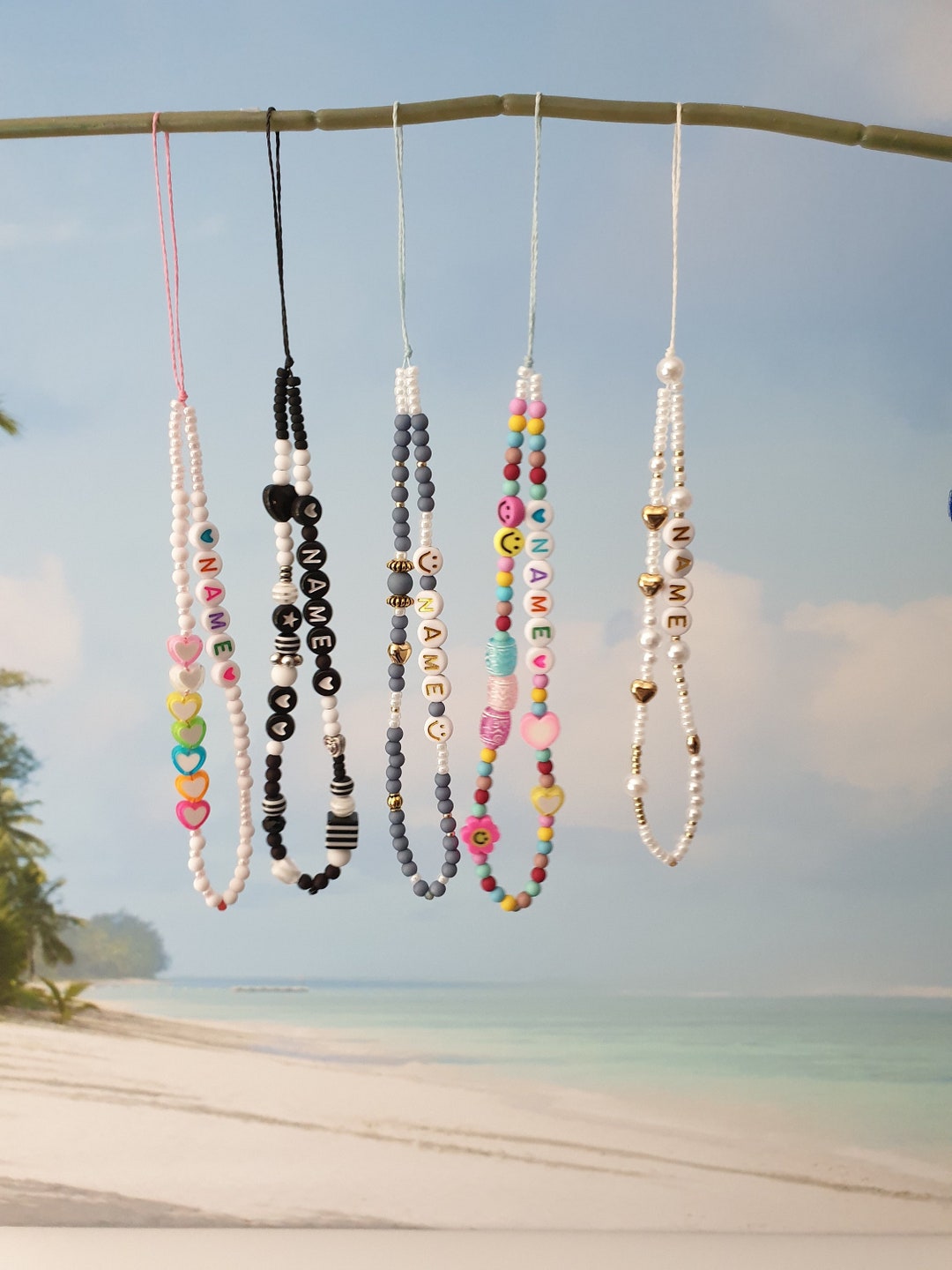 Custom Phone Charm, Name Phone Charm, Personalized Phone Charm, Beaded ...