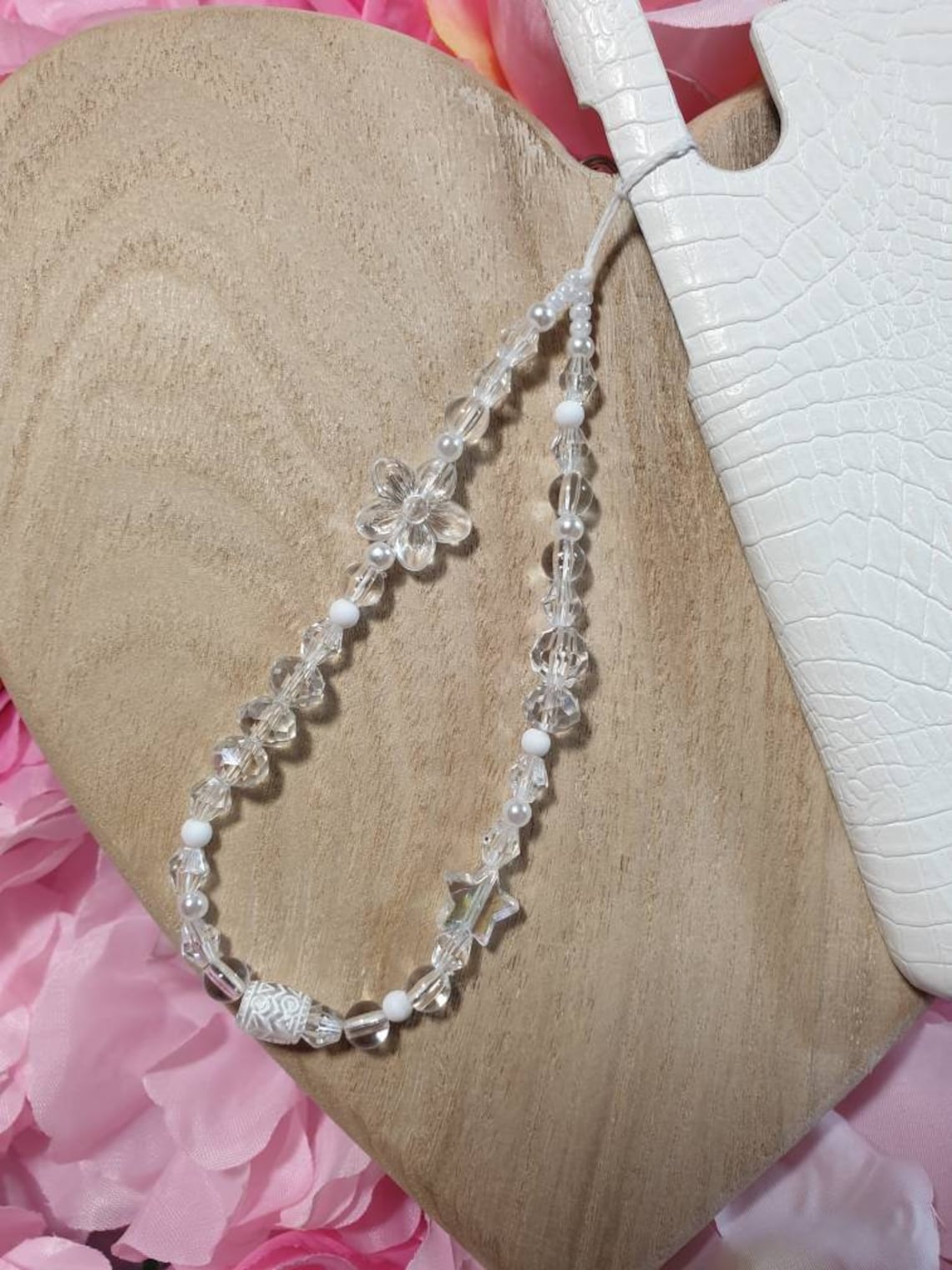 Clear Phone Strap Crystal Clear White Phone Charm Beaded - Etsy