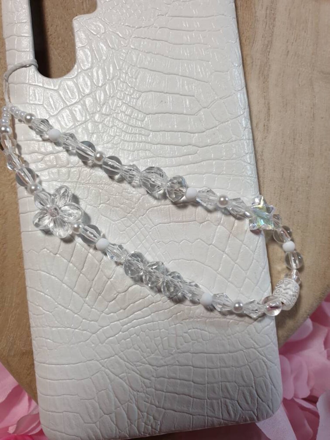 Clear Phone Strap Crystal Clear White Phone Charm Beaded - Etsy