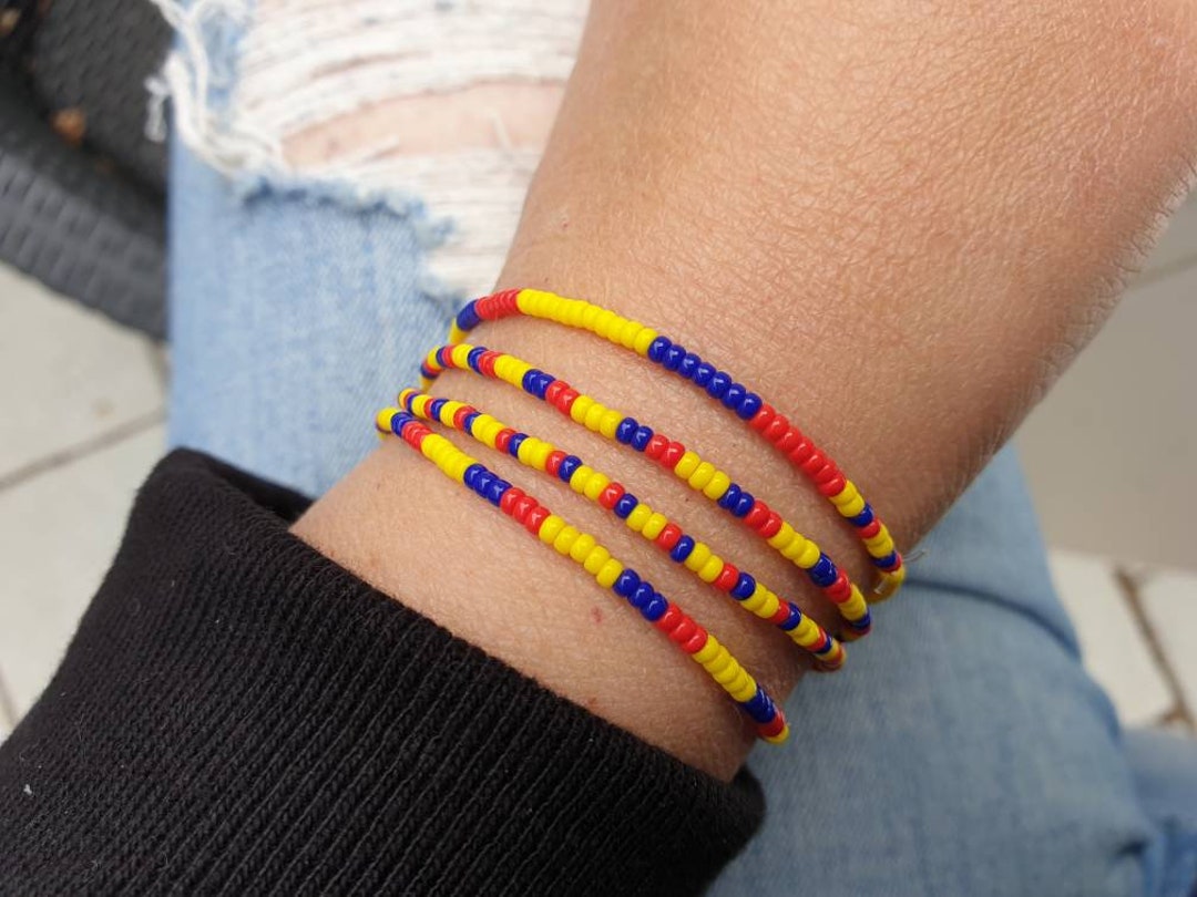 Colombian Flag Beaded Bracelet Colombia Bracelet Colombian - Etsy