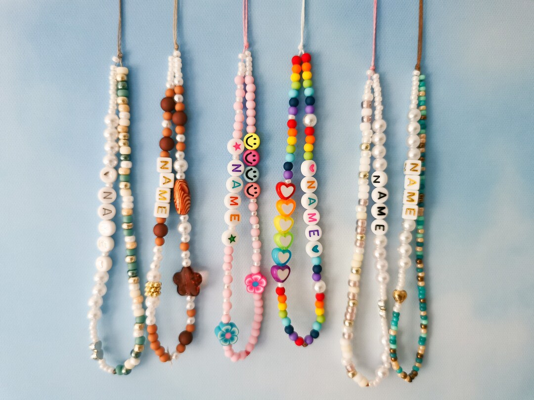 Custom Phone Charm, Name Phone Charm, Personalized Phone Charm, Beaded ...