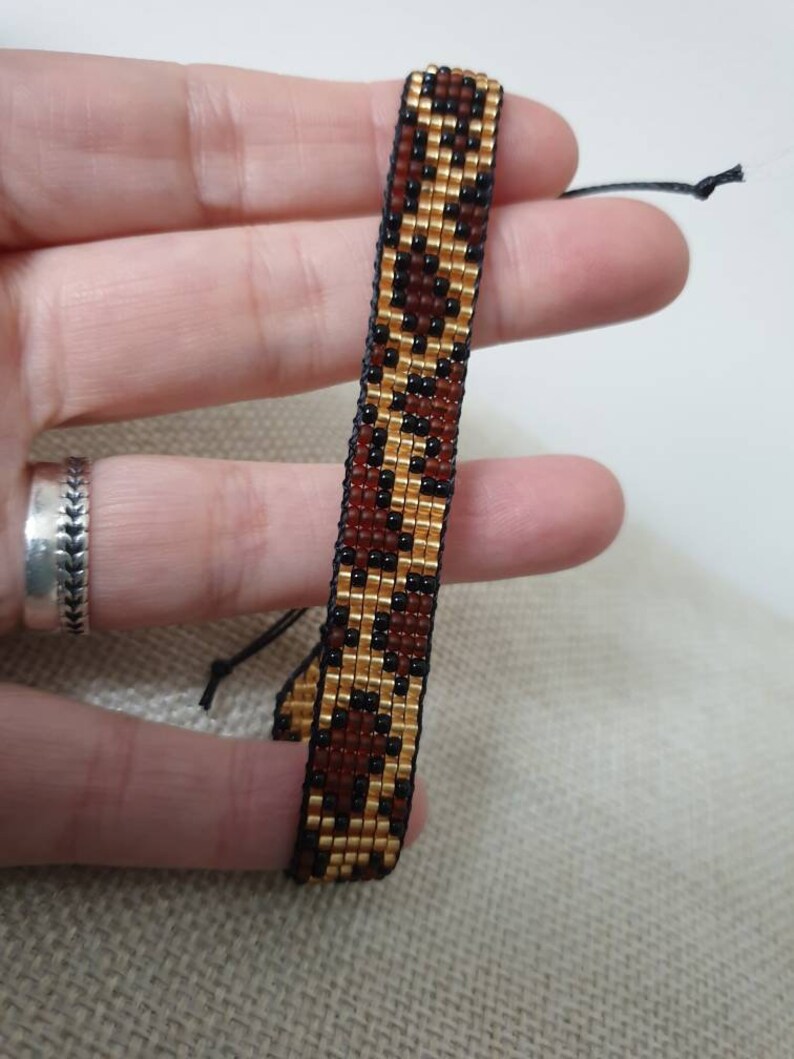 Loom beaded leopard bracelet/Bohemian panther leopard print | Etsy