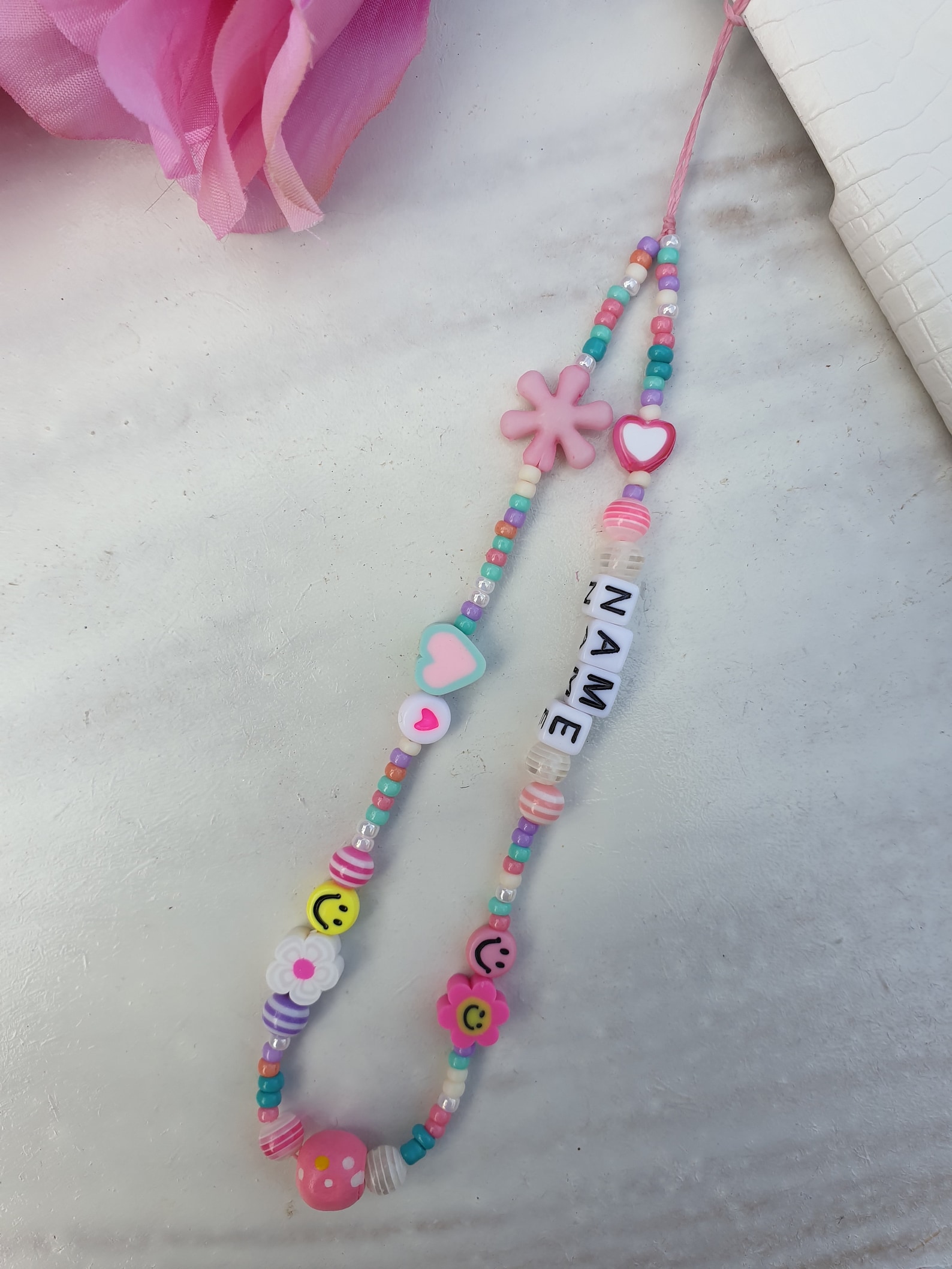Cute Phone Charm With Name Personalized Phone Charm Beaded - Etsy