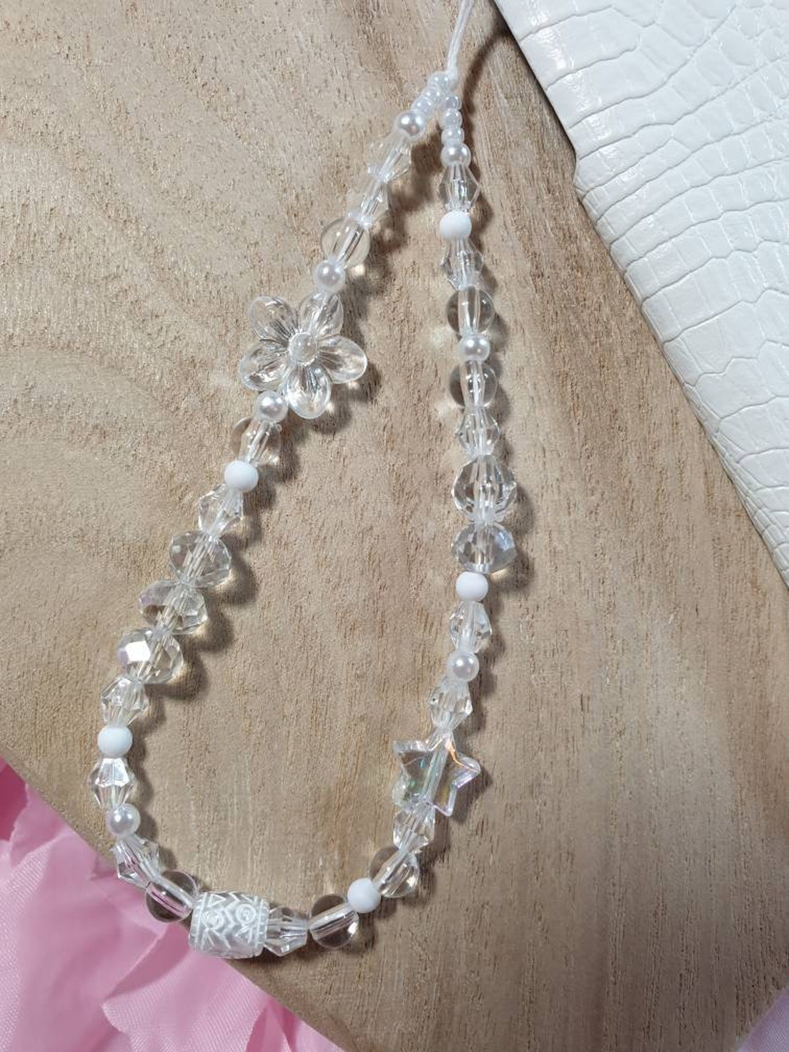 Clear Phone Strap Crystal Clear White Phone Charm Beaded - Etsy