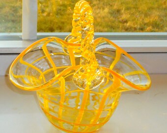 Art glass basket | Etsy