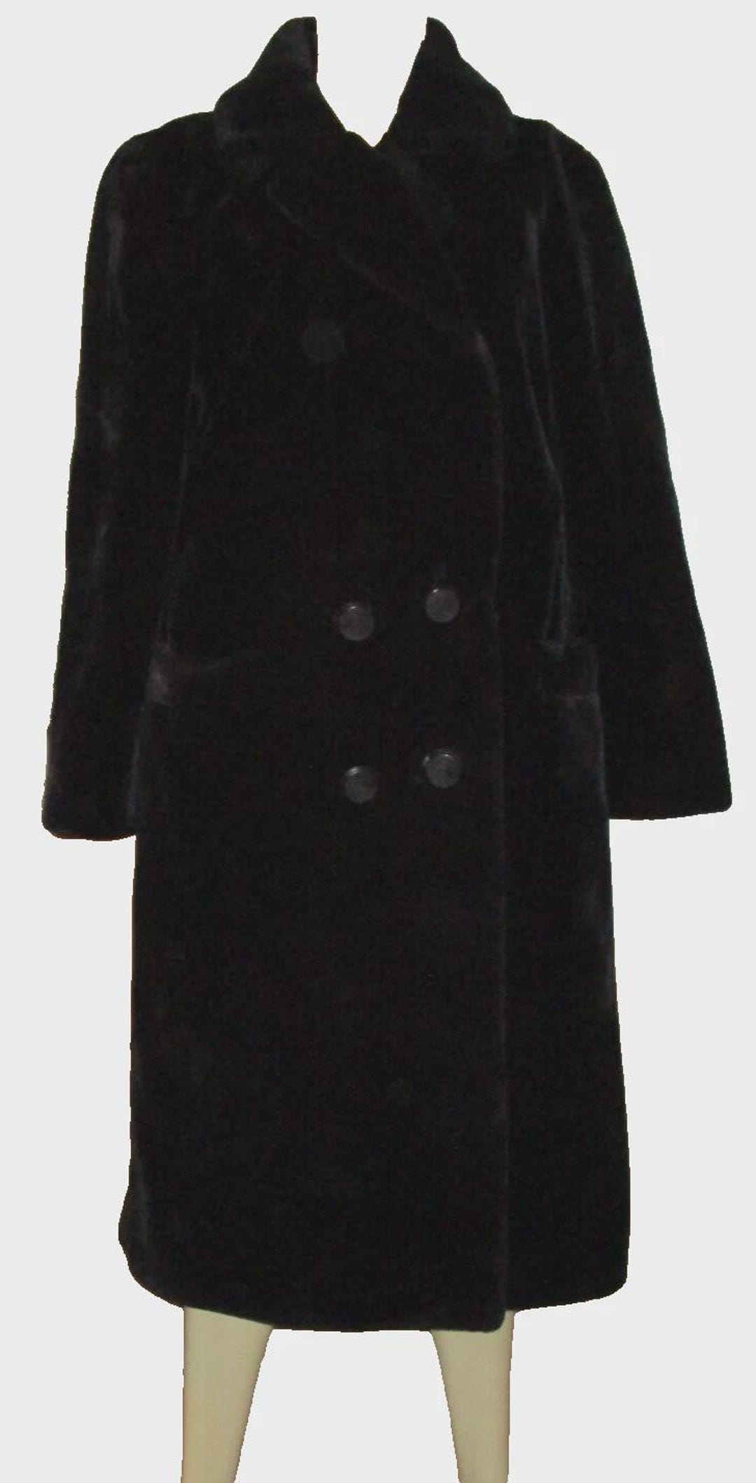 Faux Fur Coat Dubrowski & Perlbinder Dark Brown M Button Front Vintage ...