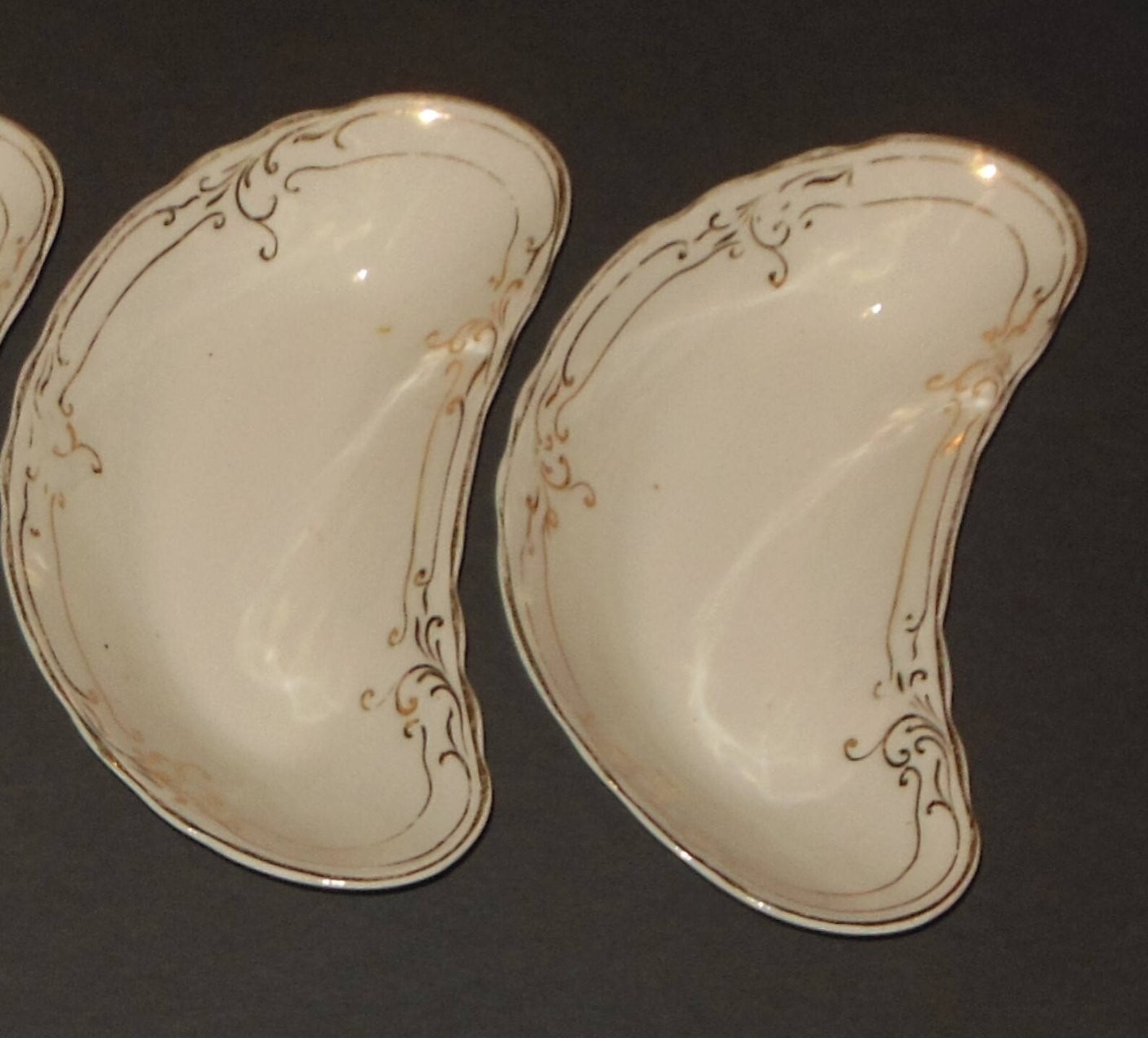Vintage Bone Dishes Eggshell Gold Trim Set of 4 Sterling Porcelain ...