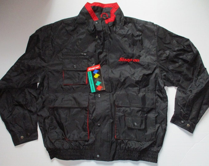 Snap-on Black Nylon Work Jacket Windbreaker XL NOS Mint With Tags Red ...
