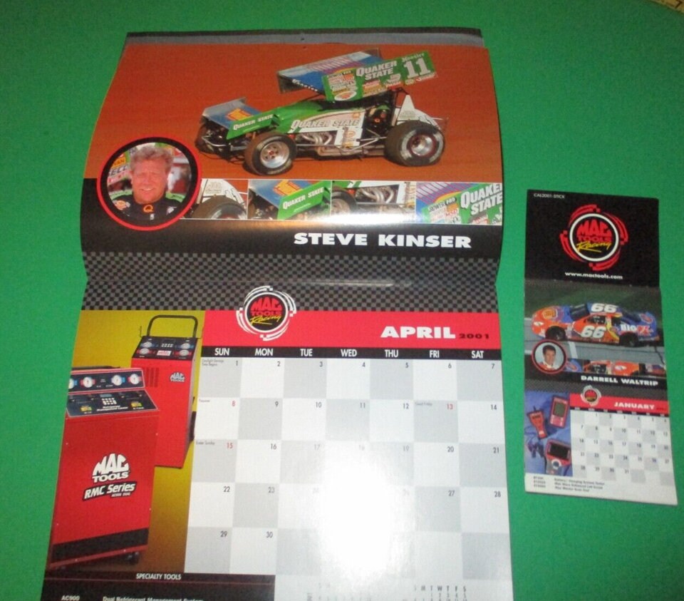 2001 Racing Calendar Mac Tools NASCAR Stock Race Cars Hot Rods Mint Set ...