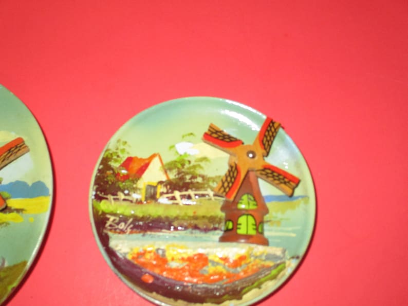 1960's Decor Hand-painted Wooden Windmill Wall Plates 3-D Wall Art From ...