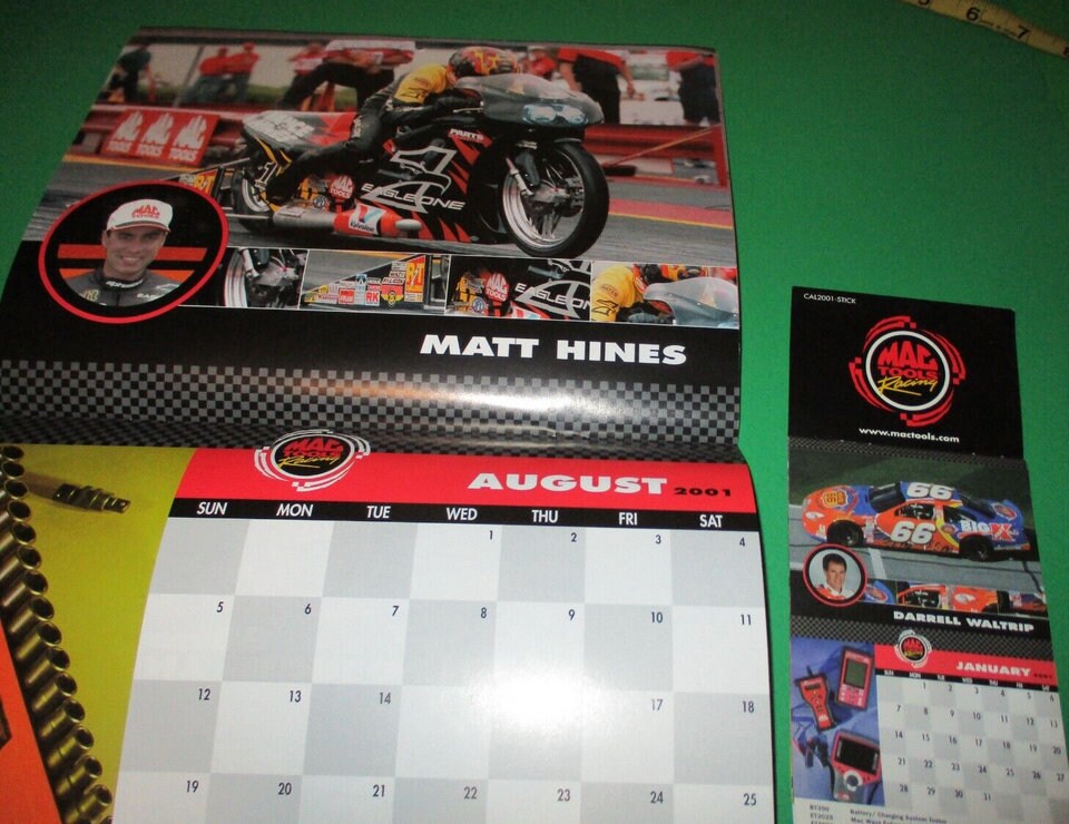 2001 Racing Calendar Mac Tools NASCAR Stock Race Cars Hot Rods Mint Set ...