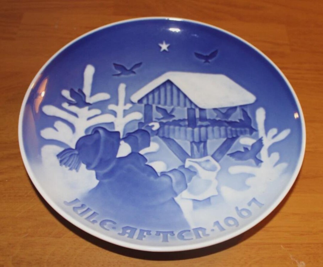 Vintage 1967 Bing Grøndahl B&G Christmas Collector Plate Fuglenes Jul ...