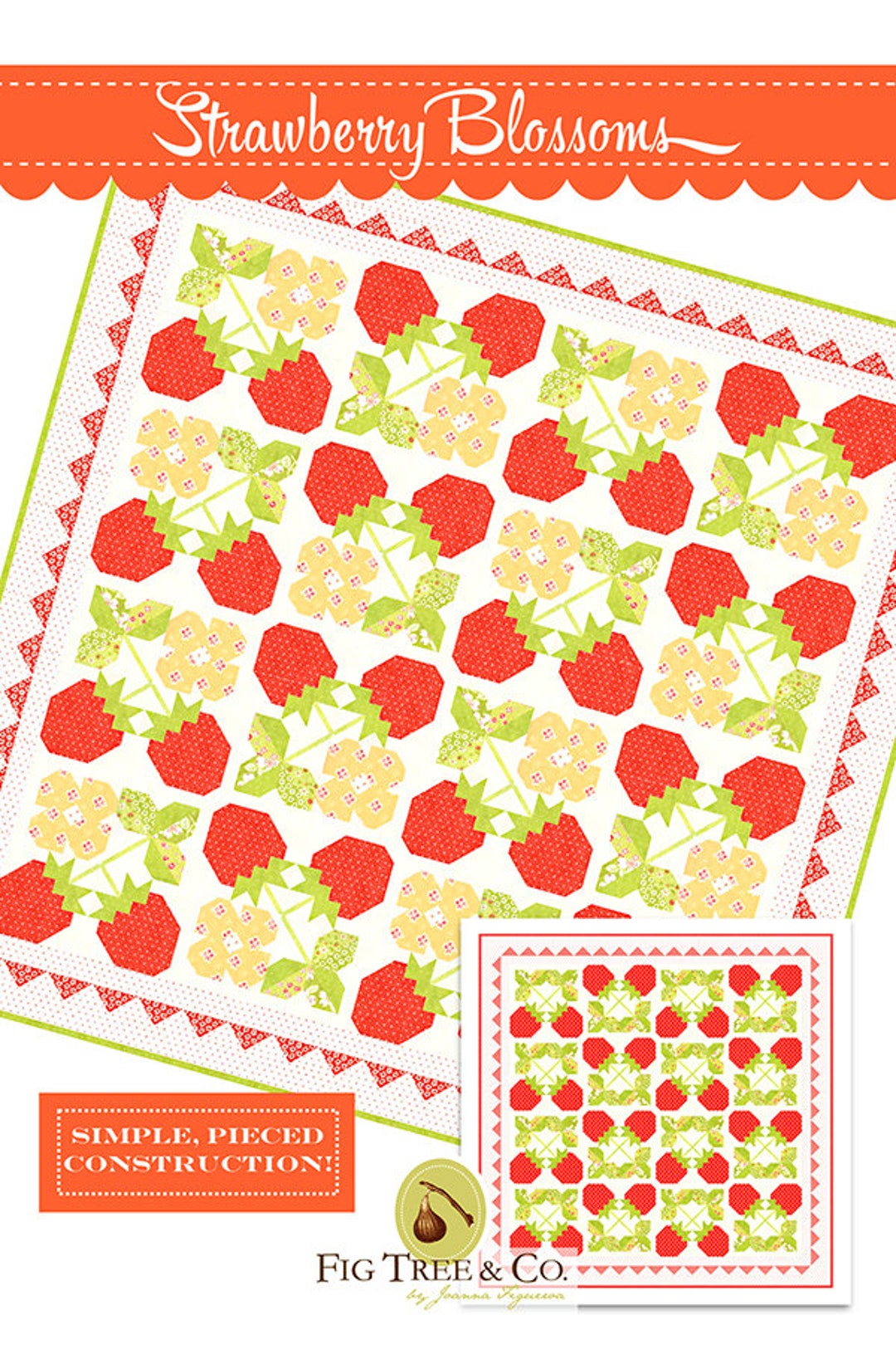 Strawberry Blossoms Quilt Pattern Featuring Strawberries and Rhubarb by ...