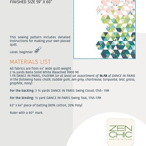 Spring in Paris Quilt Pattern Featuring Dance in Paris by Zen Chic for ...