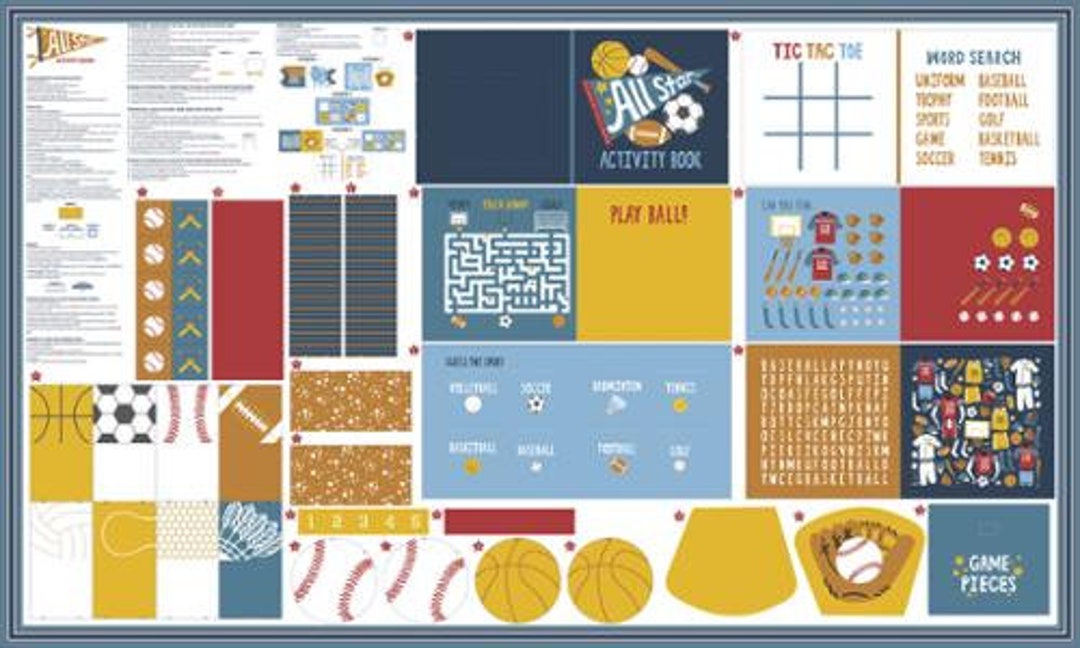 All Star Activity Book Panel by Stacy Iest Hsu for Moda Fabrics. 20859 ...