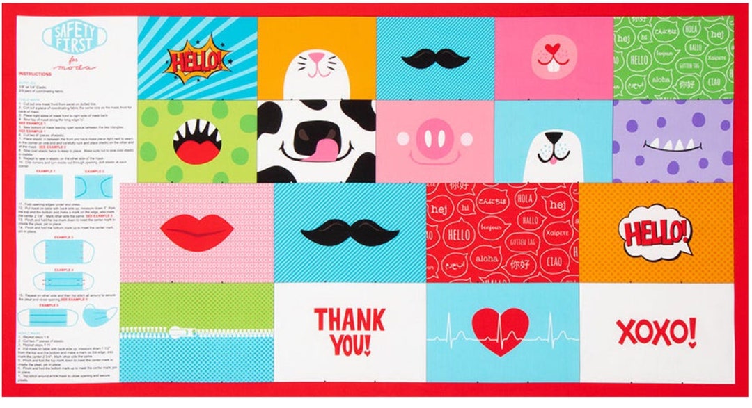 Safety First Face Mask Panel by Stacy Iest Hsu for Moda Fabrics 20770 ...