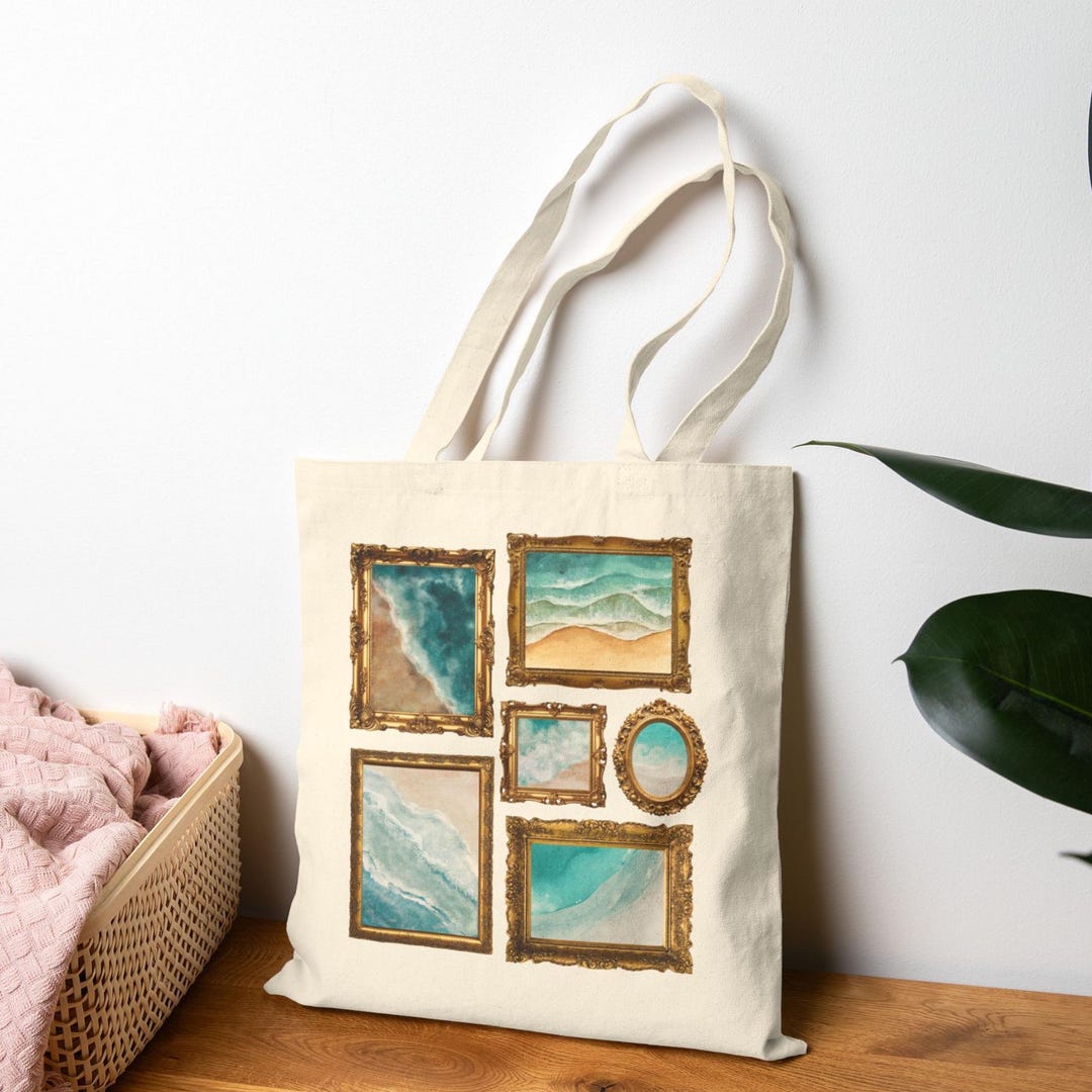 Ocean Vibes Cotton Canvas Tote Bag, Ocean Tote Bag, Turquoise Bag ...