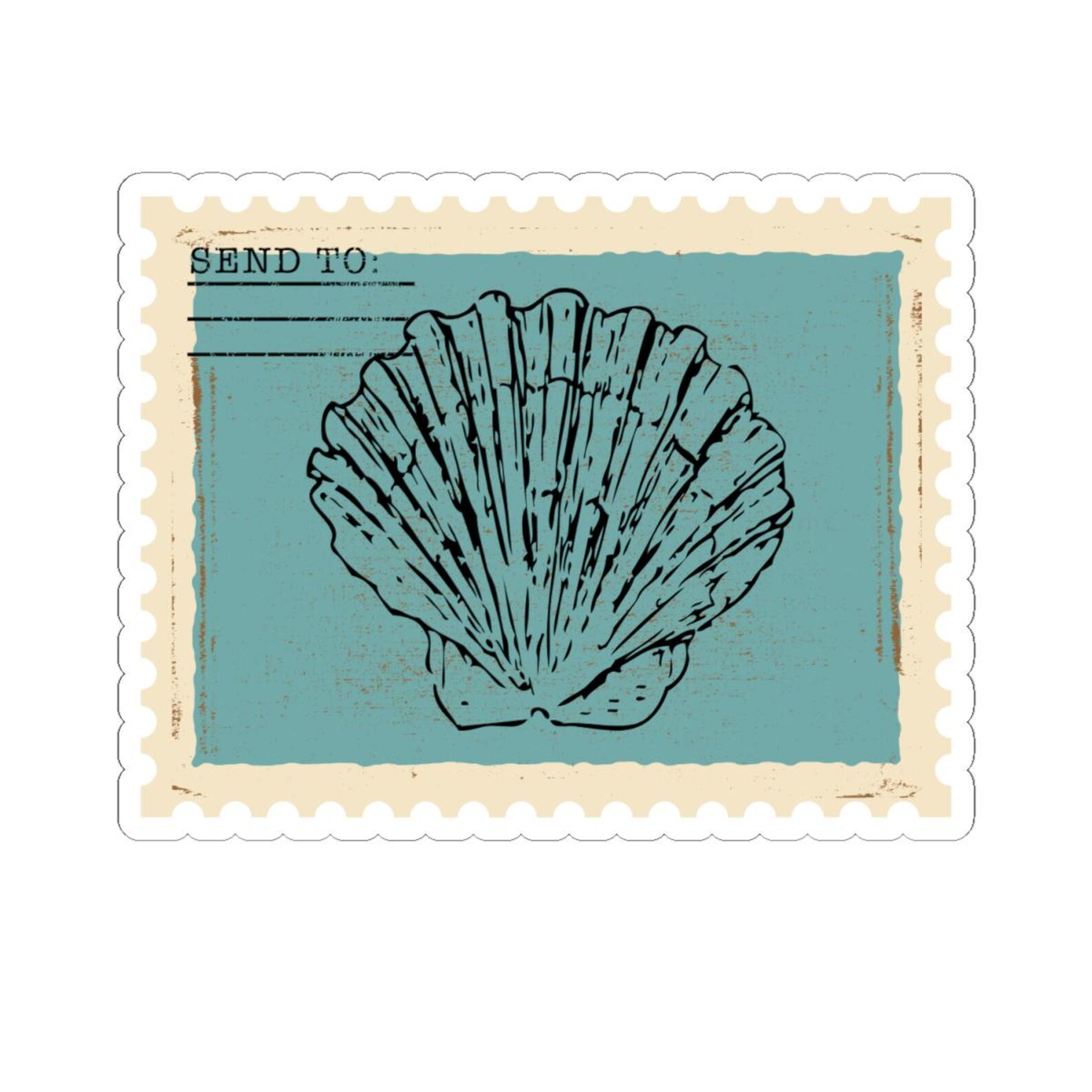 Sea Shell Stamp Kiss-cut Stickers, Beach Theme Laptop Decals, Ocean Lovers Scrapbook Decoration ...