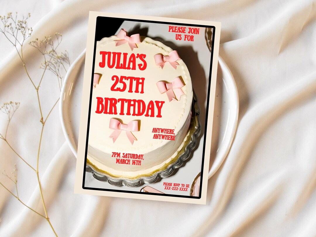 Birthday Party Invitation, Cake, Party Template, Digital Template ...