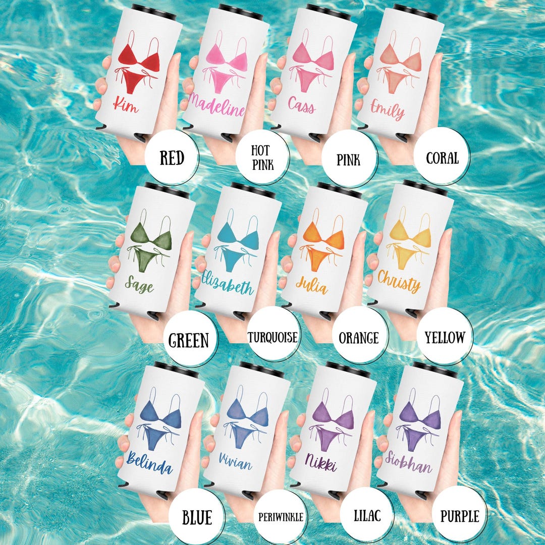 Personalized Bikini Can Cooler, Custom Name Beverage Holder, Custom ...