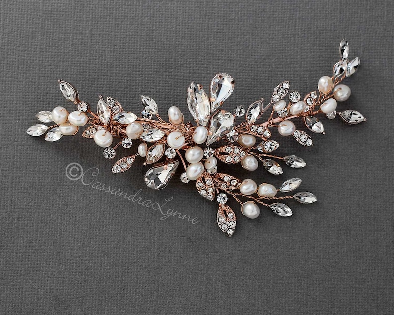 Pearl & Rhinestone Bridal Hair Clip: Wedding Accessory - Etsy