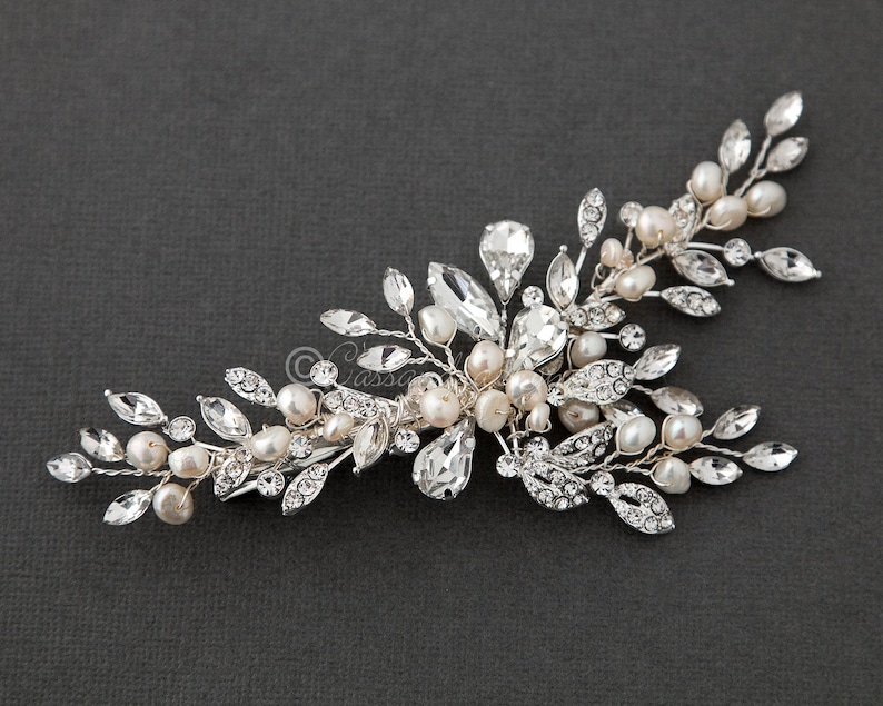 Pearl & Rhinestone Bridal Hair Clip: Wedding Accessory - Etsy