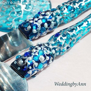 Turquoise Wedding Set, Wedding Cake Serving Set- Wedding Cake and Knife ...
