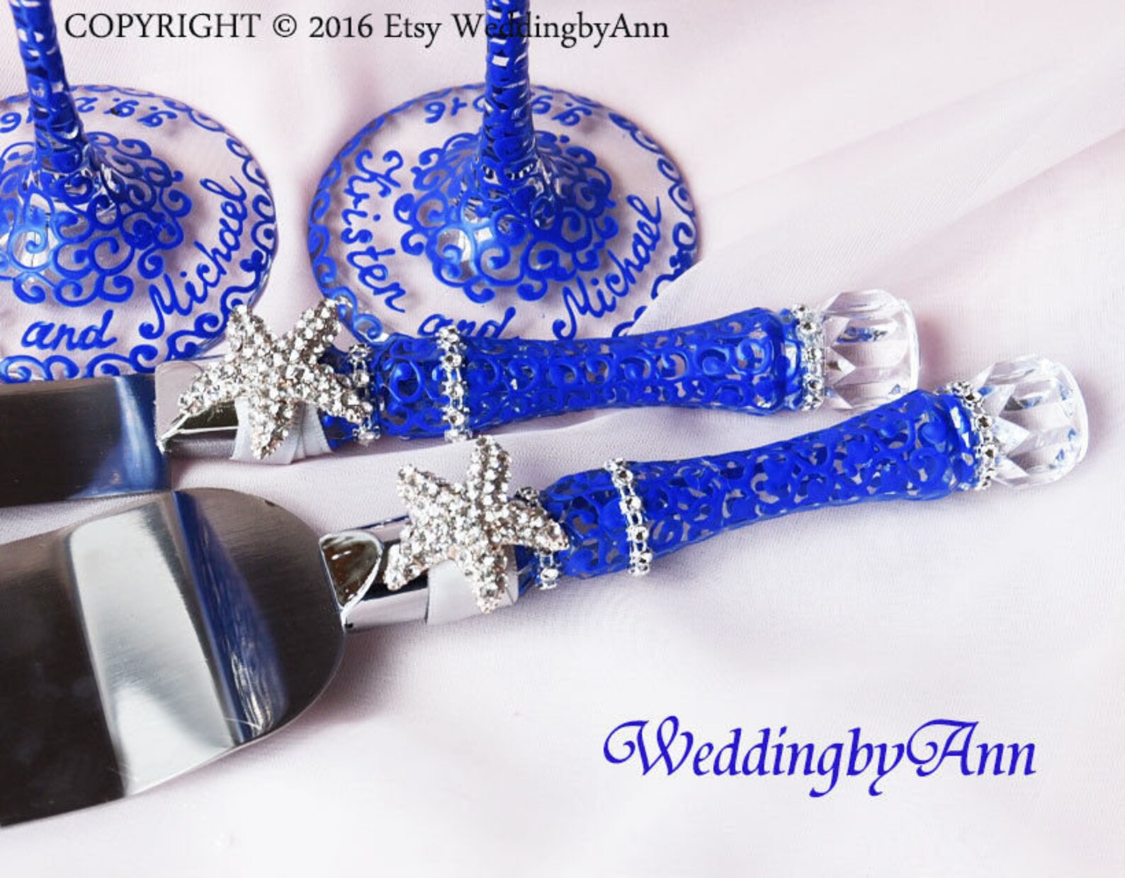 Turquoise Cake Serving Set- Wedding Cake and Knife Serving Set- Wedding ...