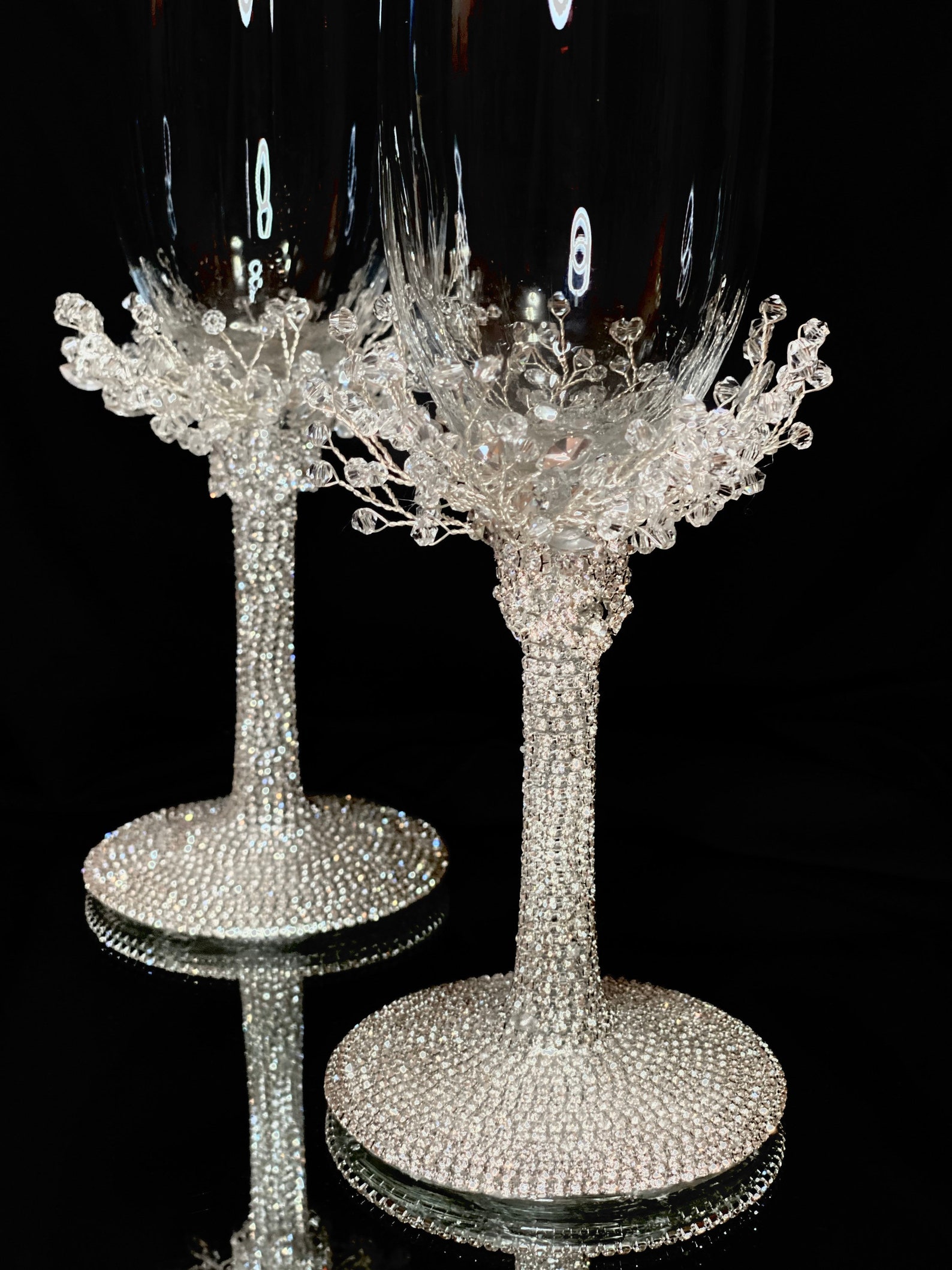 Silver Wedding Glasses Wedding Champagne Flutes Wedding - Etsy
