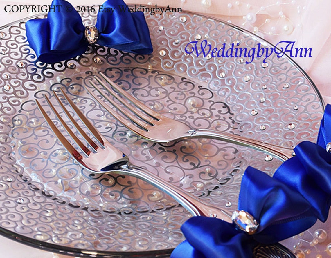 Lavender and Purple Wedding Plate and Forks Set, Table Setting, Wedding ...