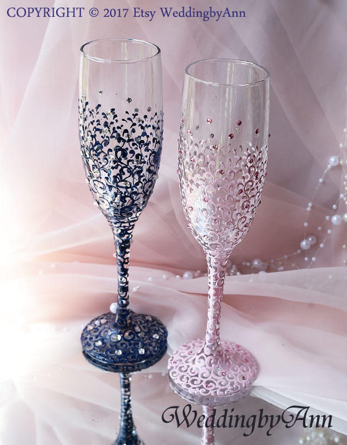 Elegant Silver Wedding Glasses Wedding Flutes Wedding - Etsy