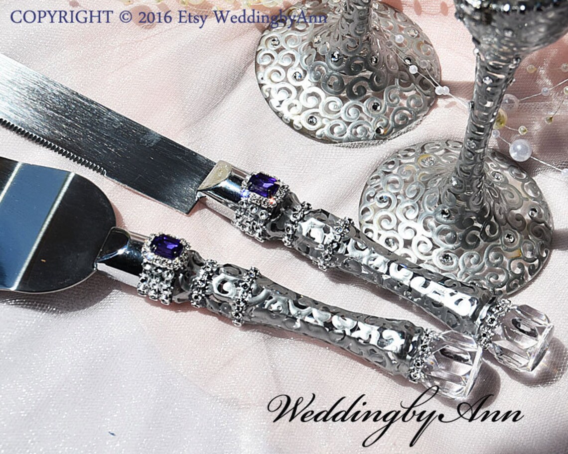 Purple Wedding Glasses, Toasting Flutes, Purple Wedding Glasses, Purple ...