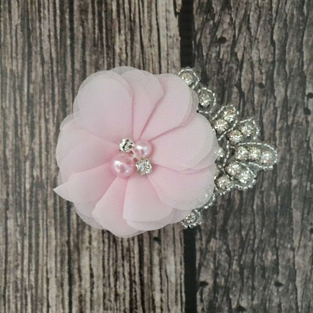 Baby Pink Hair Clip, Flower Girl Hair Clip, Rhinestone Hair Clip ...