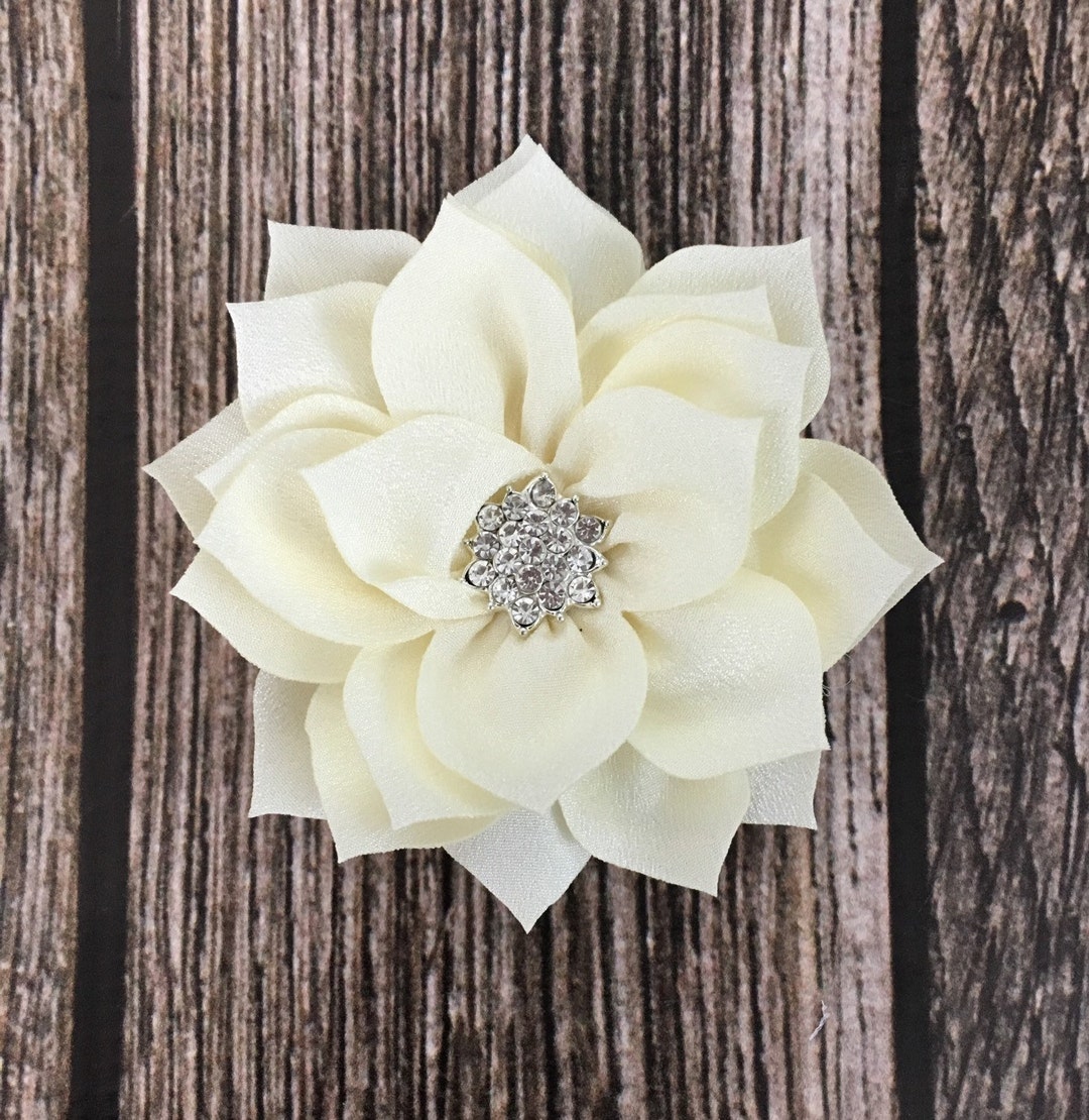 Ivory Hair Clip, Flower Girl Hair Clip, Rhinestone Hair Clip, Flower ...