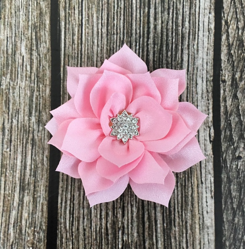 Pink Hair Clip, Flower Girl Hair Clip, Rhinestone Hair Clip, Flower ...