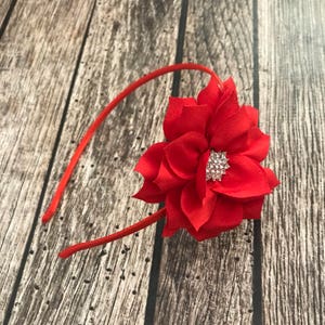 Red Headband, Christmas Headband, Poinsettia Headband, Red Poinsettia ...