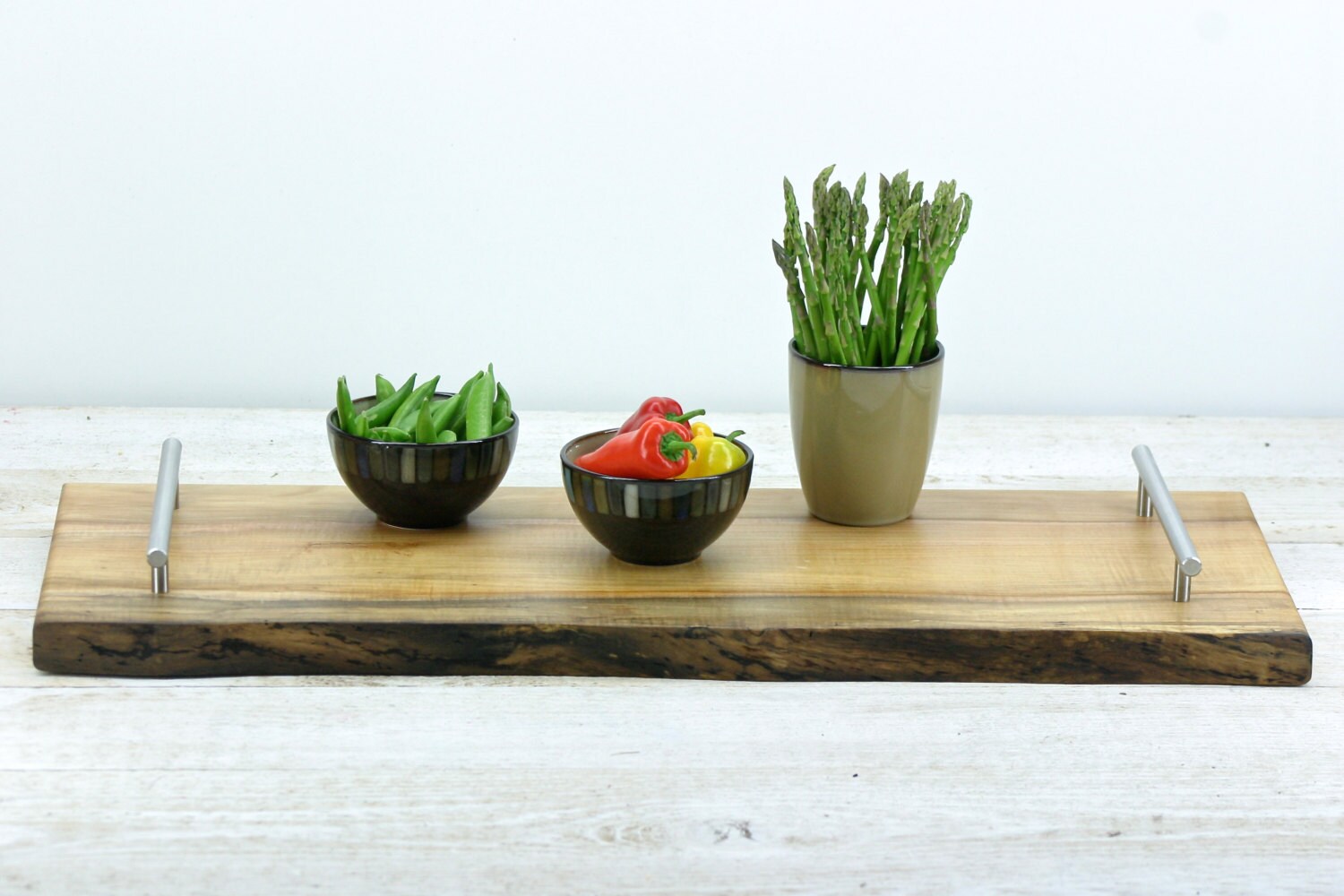 Salvaged Live Edge Spalted Curly Maple Tray With Stainless | Etsy