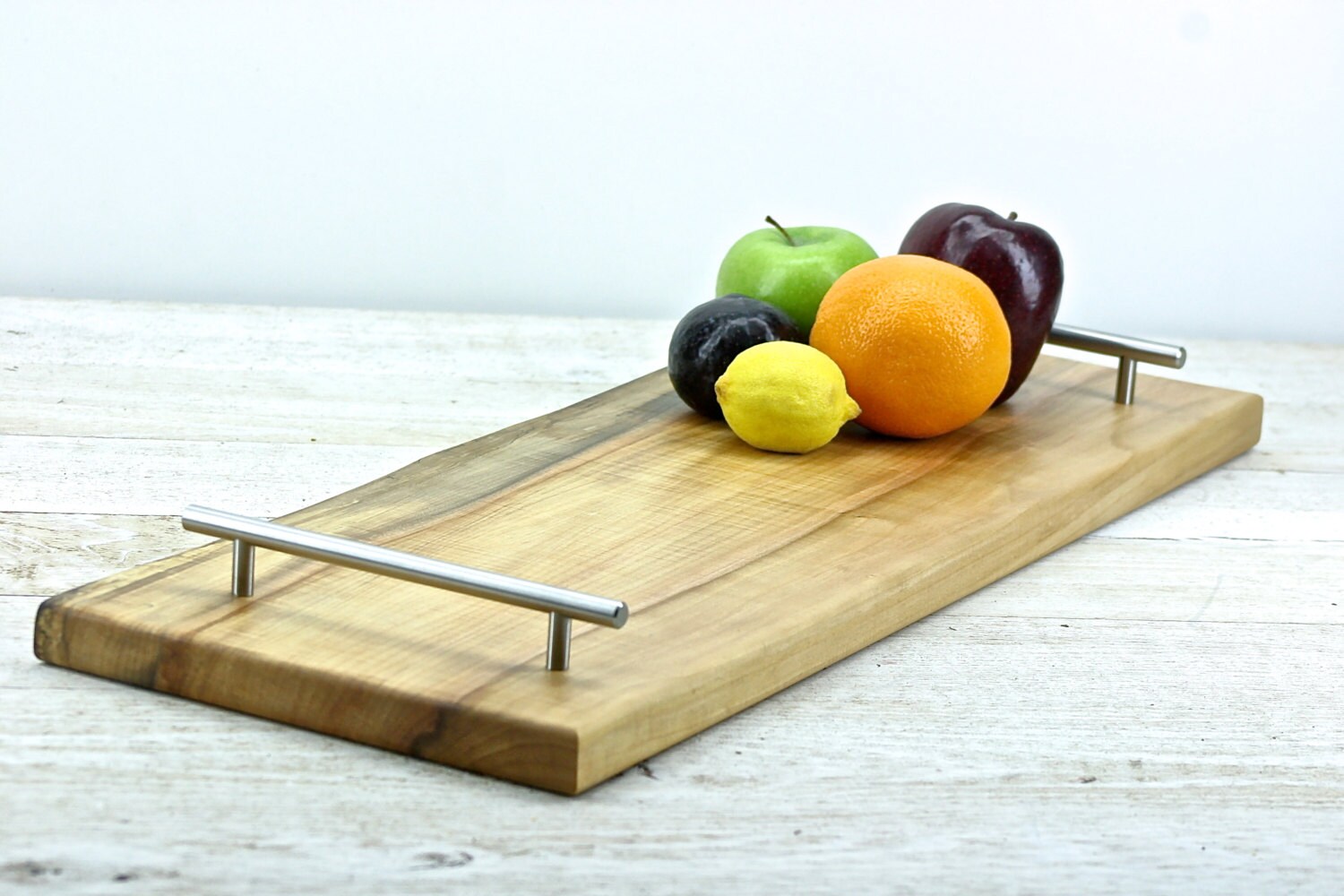 Salvaged Live Edge Spalted Curly Maple Tray With Stainless | Etsy