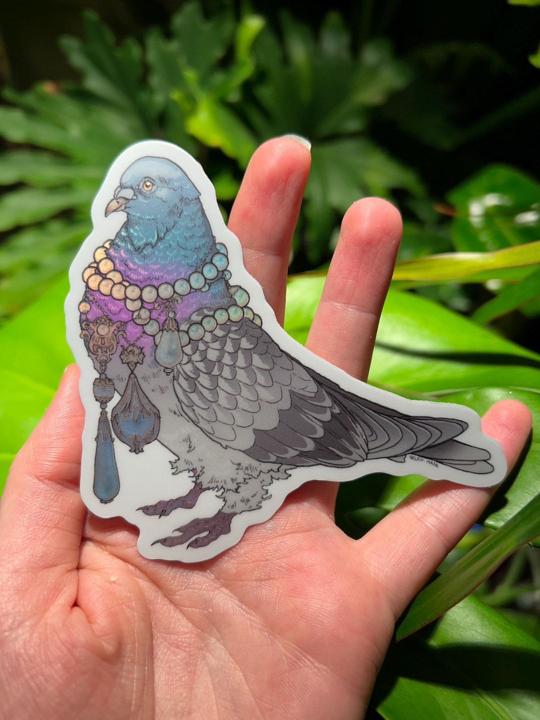 Jeweled Pigeon Sticker - Etsy